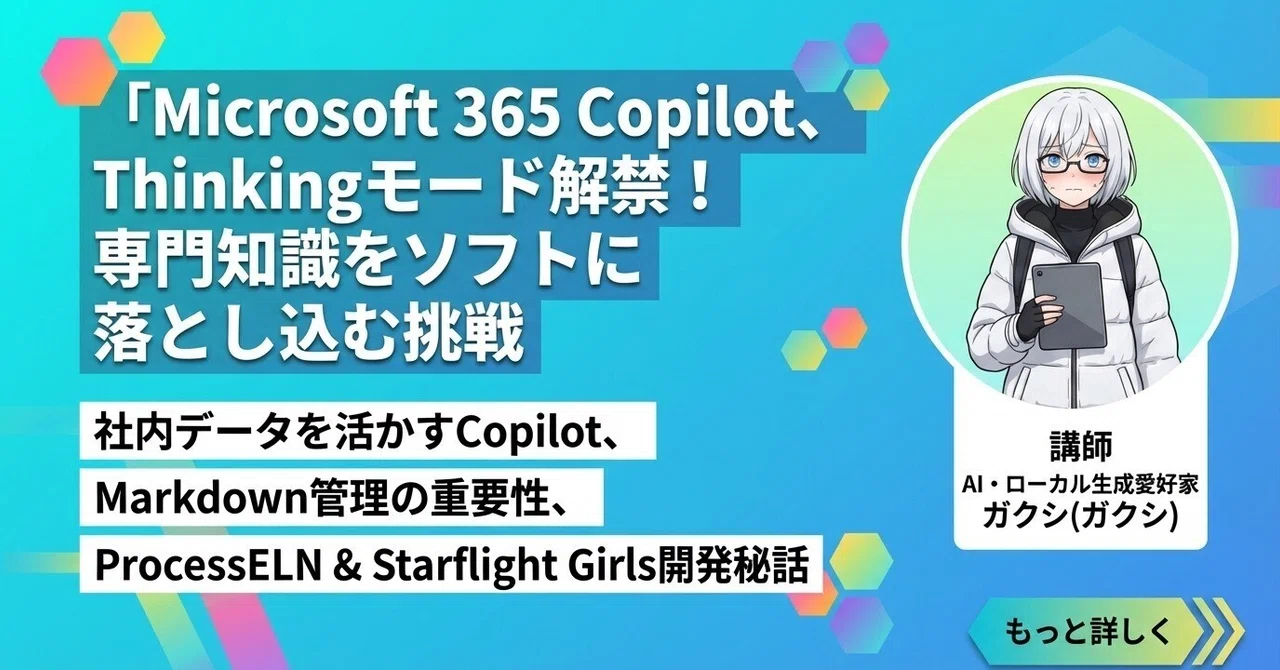 Microsoft Copilot Thinkingモード解禁と、専門知識をソフトウェアに落とし込む挑戦｜gakushi (ガクシ)