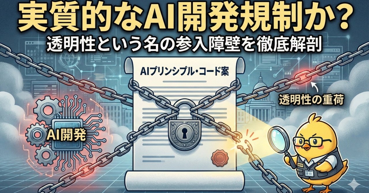 日本政府のAIプリンシプル・コード案は実質的なAI開発規制か？🐤 透明性という名の参入障壁を徹底解剖｜piyo_feed🐤｜ピヨフィード