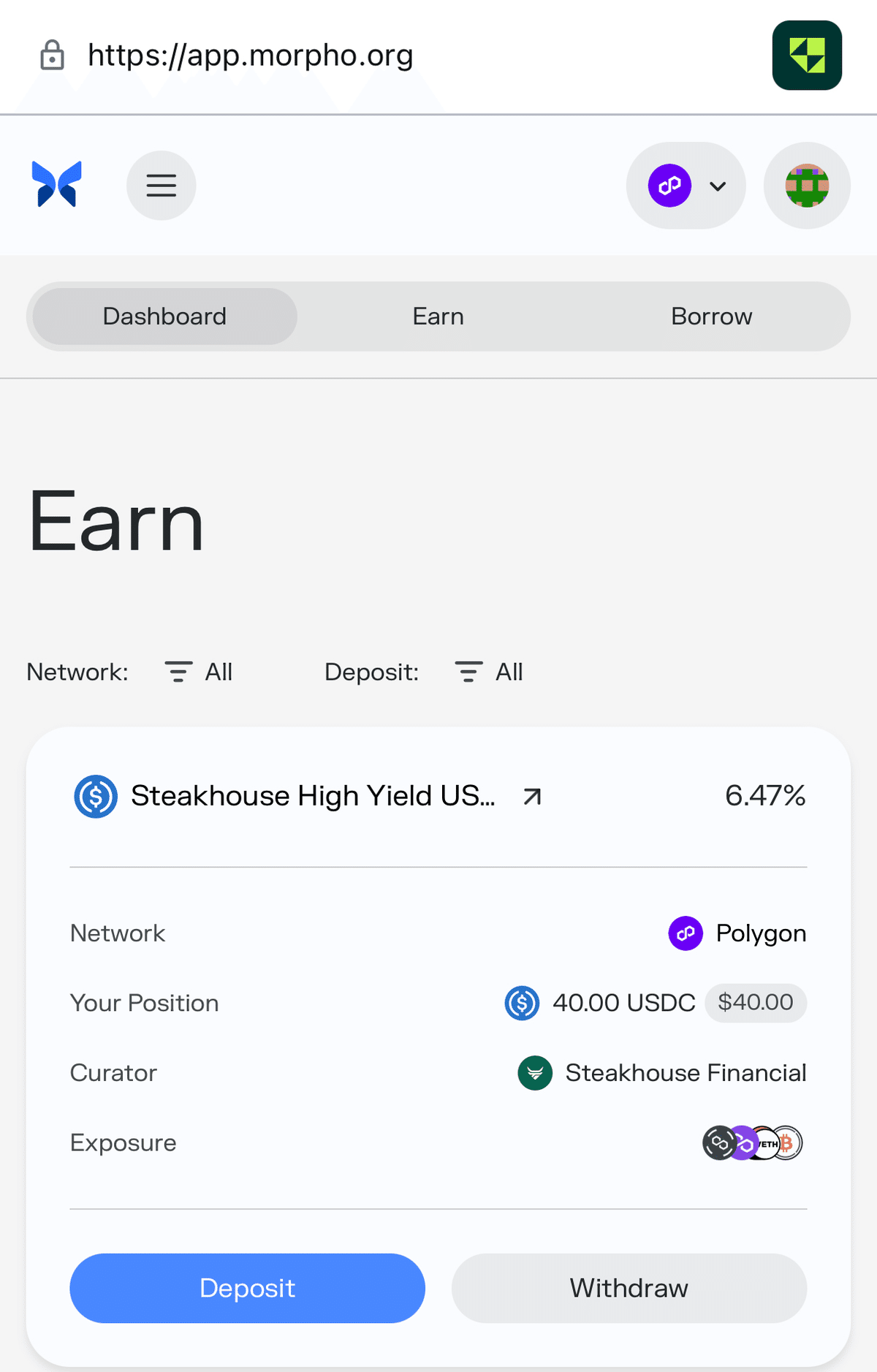 PolygonでJPYCをUSDCに変換しDeFi「Morpho」にDepositしてみた（実体験＋安全圏解説）｜kyo4ro