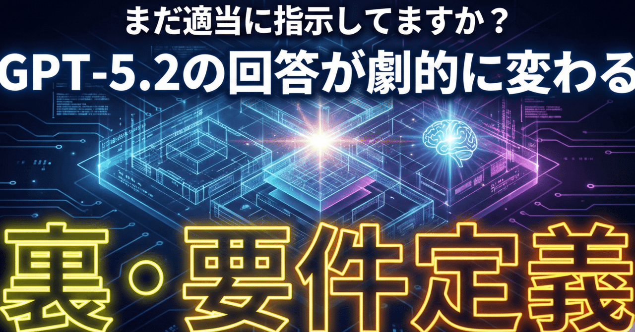 まだ適当に指示してますか？実務で使えるGPT-5.2の回答が劇的に変わる「裏・要件定義」｜YujiRO