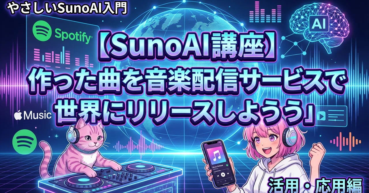 【SunoAI講座】 作った曲を音楽配信サービスで世界にリリースしよう：活用・応用編｜【サトシのAI講座】60代からでもできる！AIで月5万円 ...