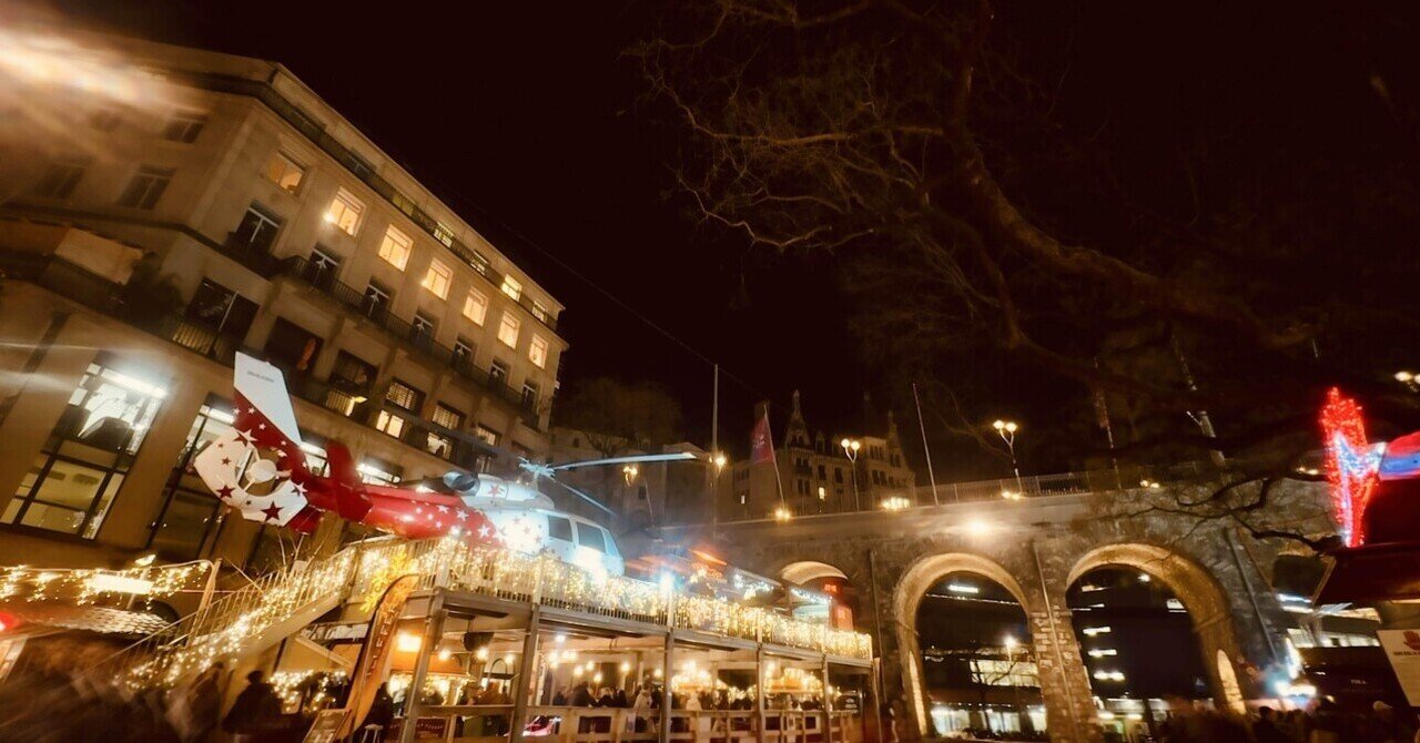 スイスの夜のクリスマスマーケットは、まるで忘年会——仕事終わりに白ワインを一杯｜TOFU