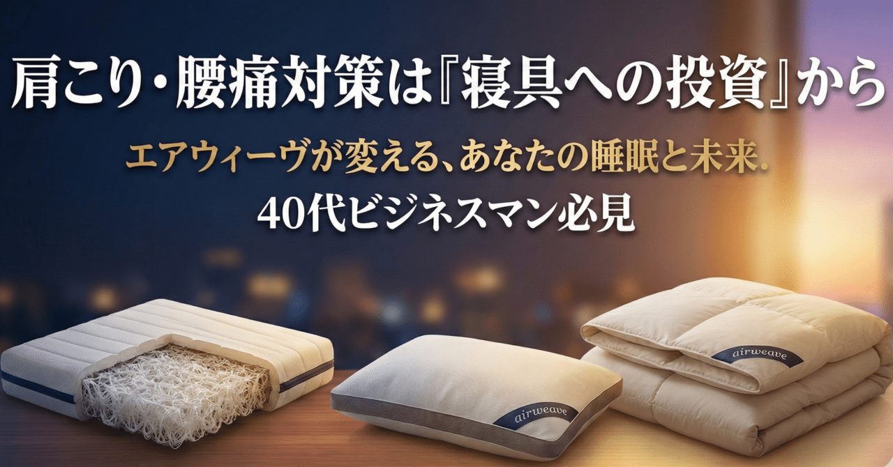 肩こりや腰痛対策は「寝具への投資」から始まる。エアウィーヴが変える、あなたの睡眠と未来。｜テノサイトりょ〜
