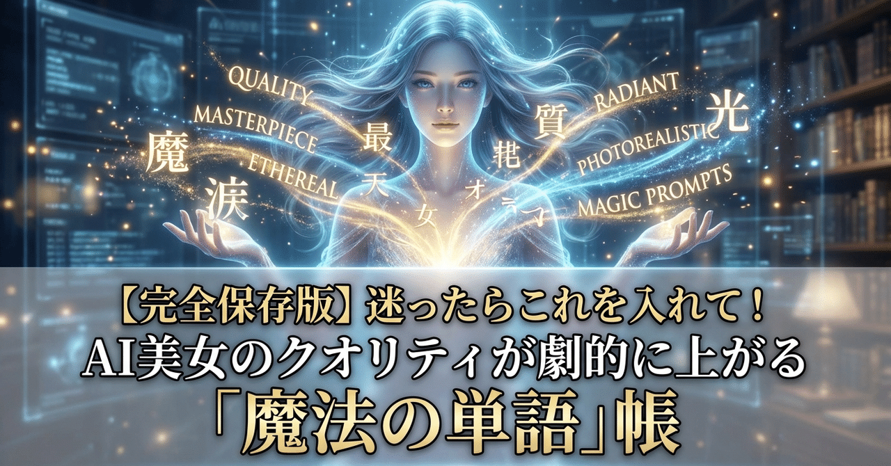 【完全保存版】迷ったらこれを入れて！AI美女のクオリティが劇的に上がる「魔法の単語」帳｜rin