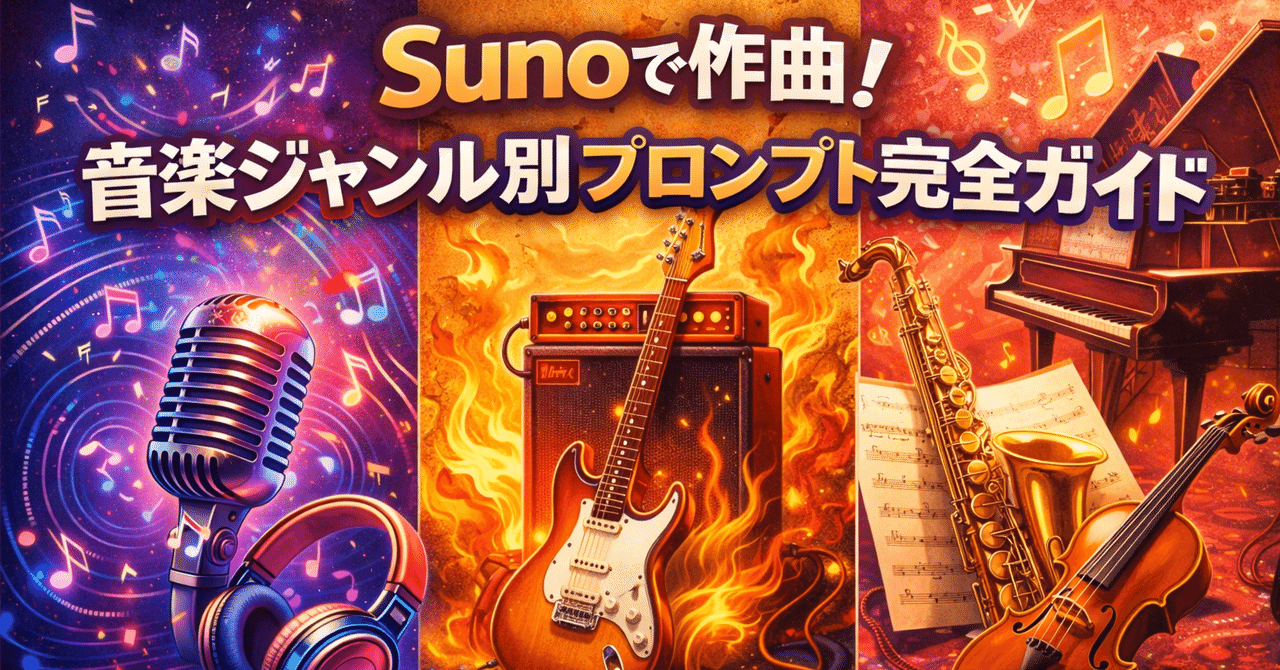 Sunoで作曲！音楽ジャンル別プロンプト完全ガイド｜Lan-Gong