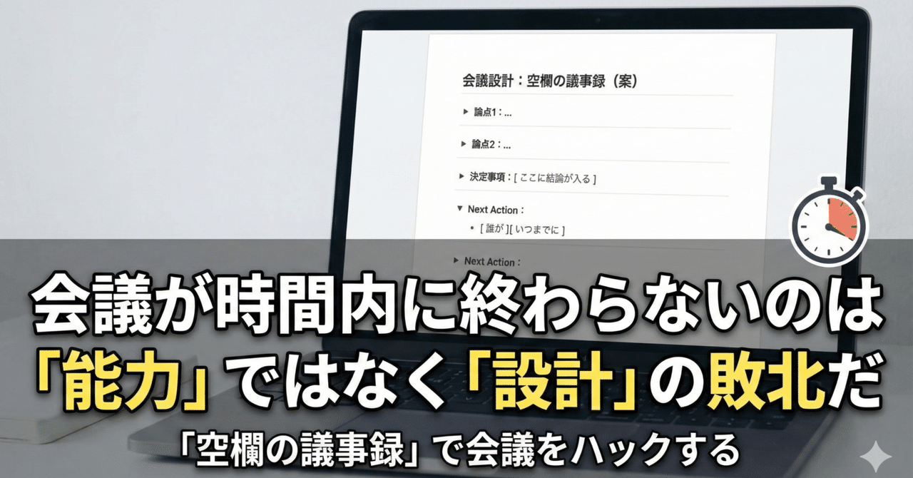 会議が時間内に終わらないのは「能力」ではなく「設計」の敗北だ｜もとやま