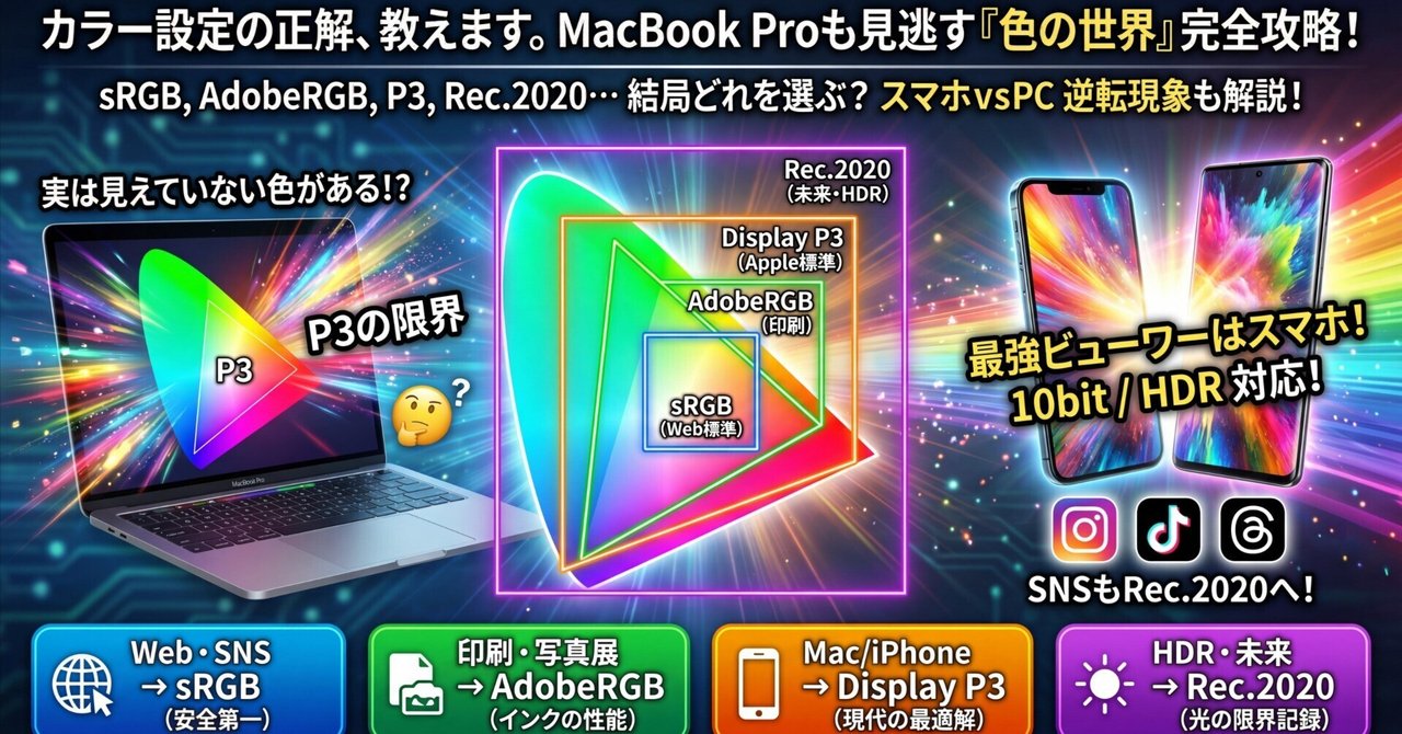 【完全保存版】Rec.2020、P3、Rec.709って何？ スマホ時代の「色域」の正解をサクッと解説｜Studio Envi|須崎塾