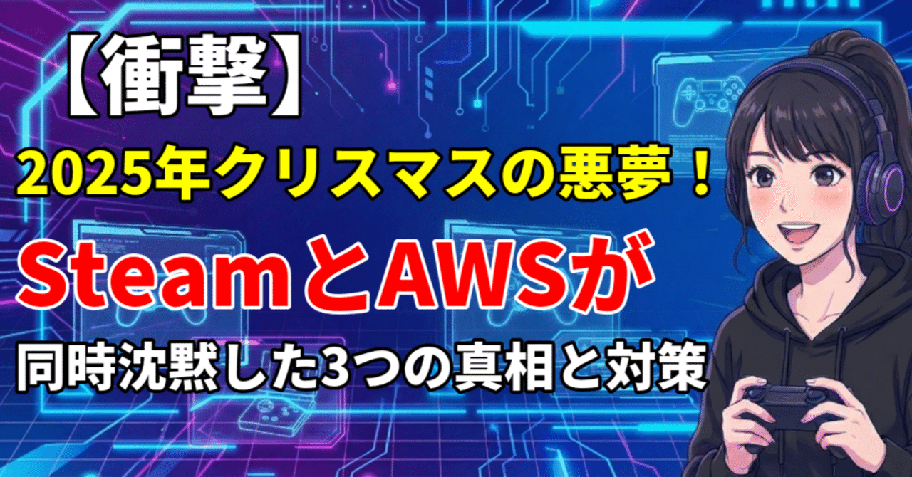 【衝撃】2025年クリスマスの悪夢！SteamとAWSが同時沈黙した3つの真相と対策｜美咲のげーむとか難しそうな話