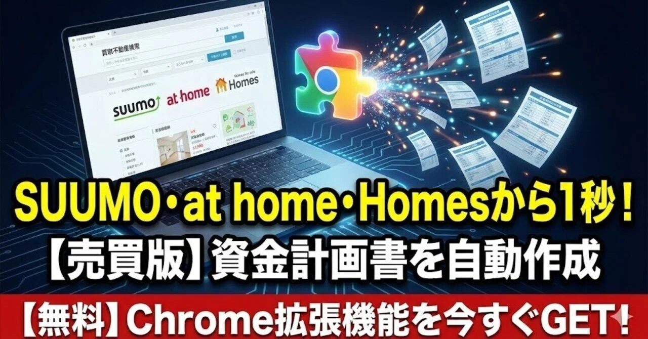 【無料配布】SUUMO画面から「1秒」で資金計画書を作成！不動産実務の神ツール｜AI大好き社長のがみ｜不動産DX