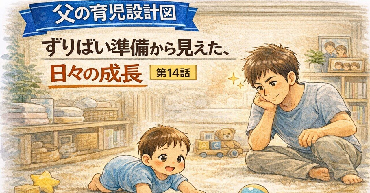 父の育児設計図【第14話】｜ずりばい準備から見えた、日々の成長｜tomi__3kids