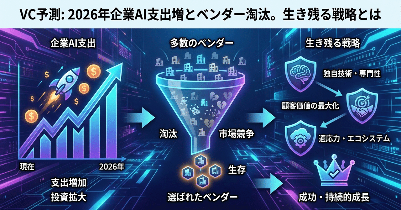 VC予測: 2026年企業AI支出増とベンダー淘汰。生き残る戦略とは｜AIソリューションオフィス