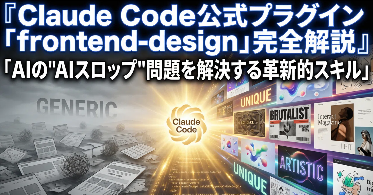 Claude Code公式プラグイン「frontend-design」完全解説 - AIの"AIスロップ"問題を解決する革新的スキル｜アイドリ ...