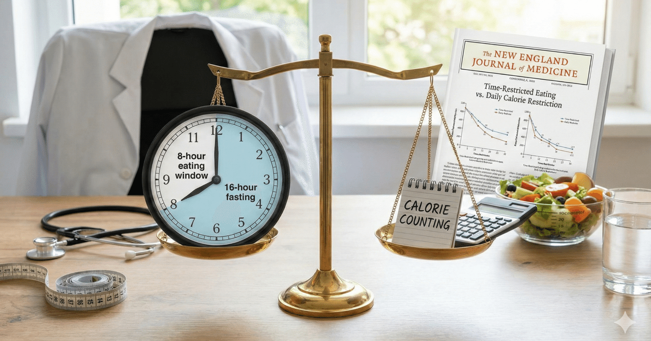 【正月太り】「16時間断食」vs「カロリー制限」。痩せるのはどっち？NEJMが示した残酷な真実｜雇われ薬局長のつぶやき｜医薬トレンドと考察