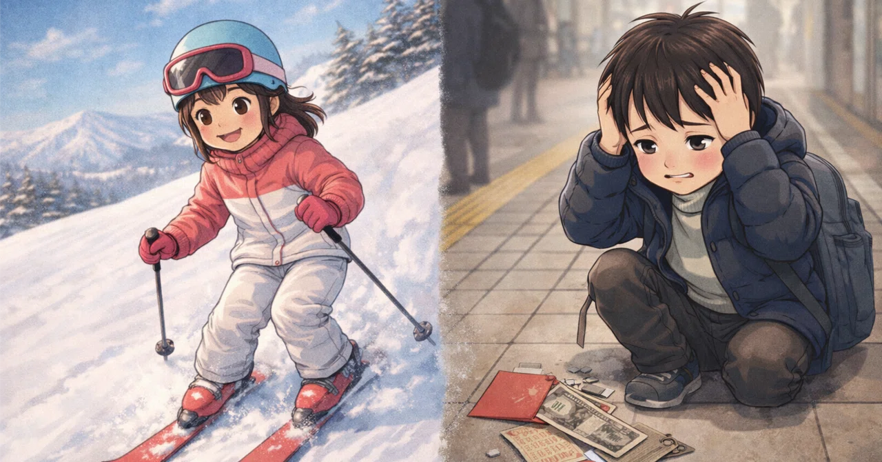 スキーが上達する娘・お年玉を落とす息子｜Joe Suzuki