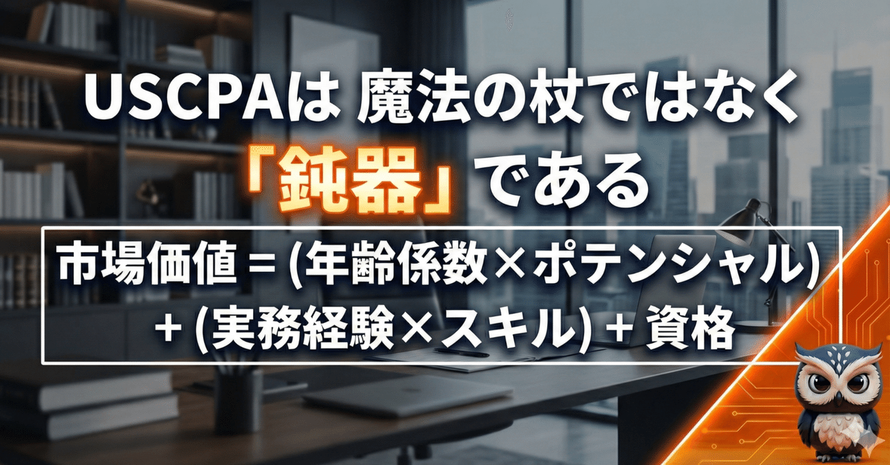 USCPAは「魔法の杖」ではなく「鈍器」である。——市場価値の冷徹な方程式と生存戦略｜カイロウ🦉USCPA×AI戦略室
