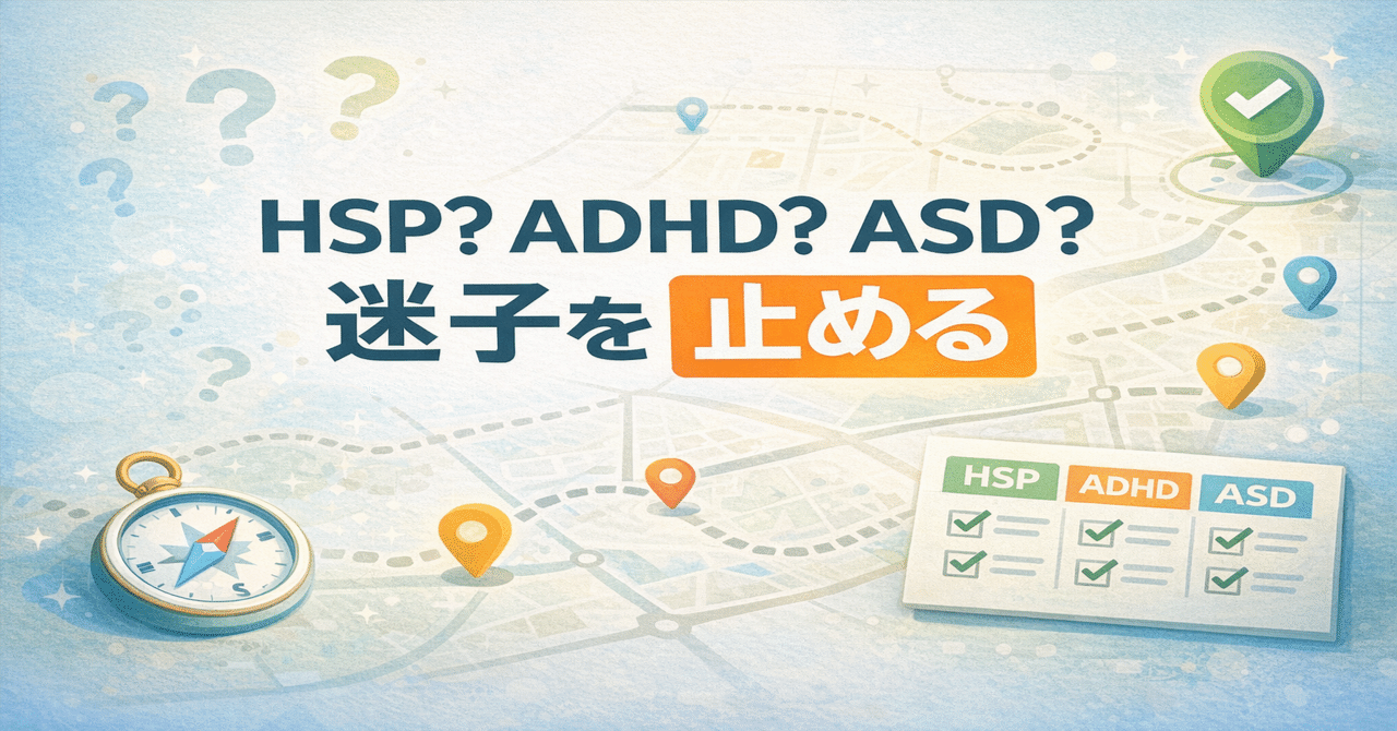 HSP？ADHD？ASD？似てるけど違うを整理するチェック地図｜じんや