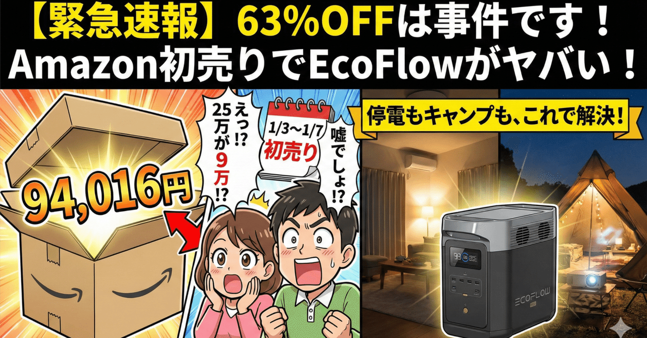 【緊急速報】63%OFFは事件です。EcoFlow DELTA 2 MaxがAmazon初売りで9万円台になった理由と、私たちが今すぐ備える ...