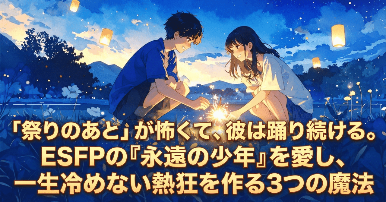 「祭りのあと」が怖くて、彼は踊り続ける。ESFPの『永遠の少年』を愛し、一生冷めない熱狂を作る3つの魔法｜love, mellow