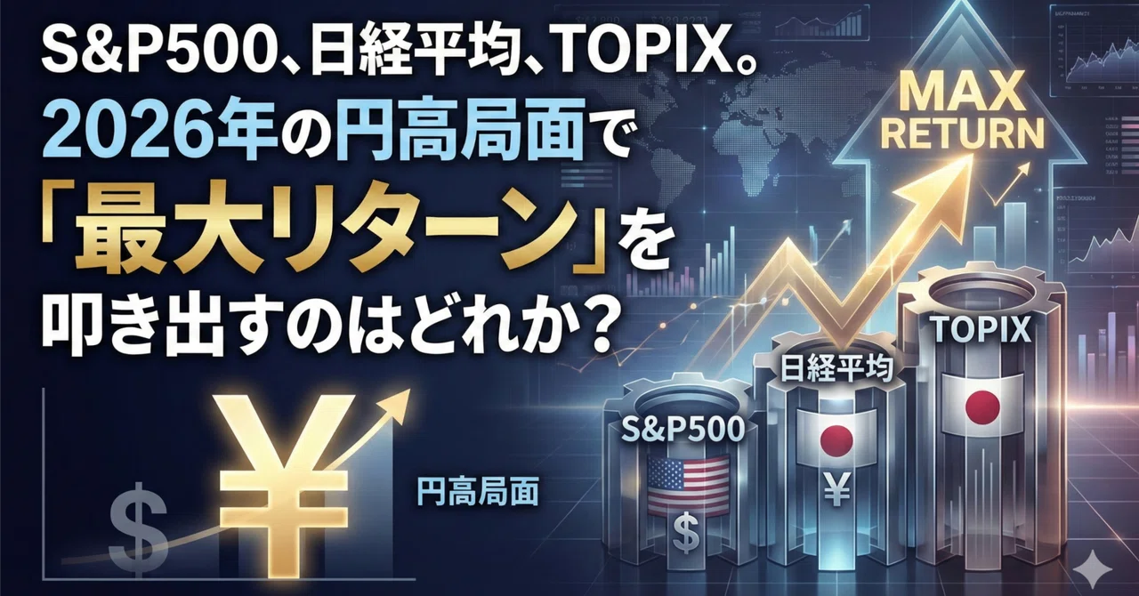 S&P500、日経平均、TOPIX。2026年の円高局面で「最大リターン」を叩き出すのはどれか？｜TATSUJIN TRADE