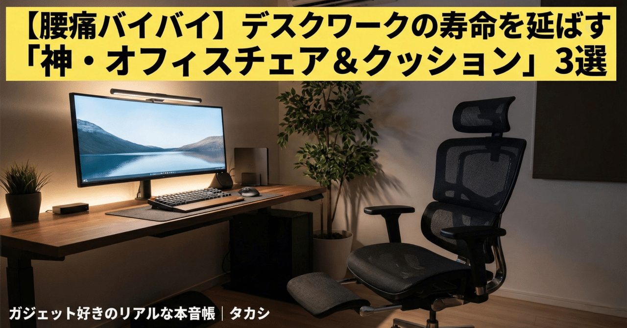 【腰痛バイバイ】デスクワークの寿命を延ばす「神・オフィスチェア＆クッション」3選｜ガジェット好きのリアルな本音帳｜タカシ