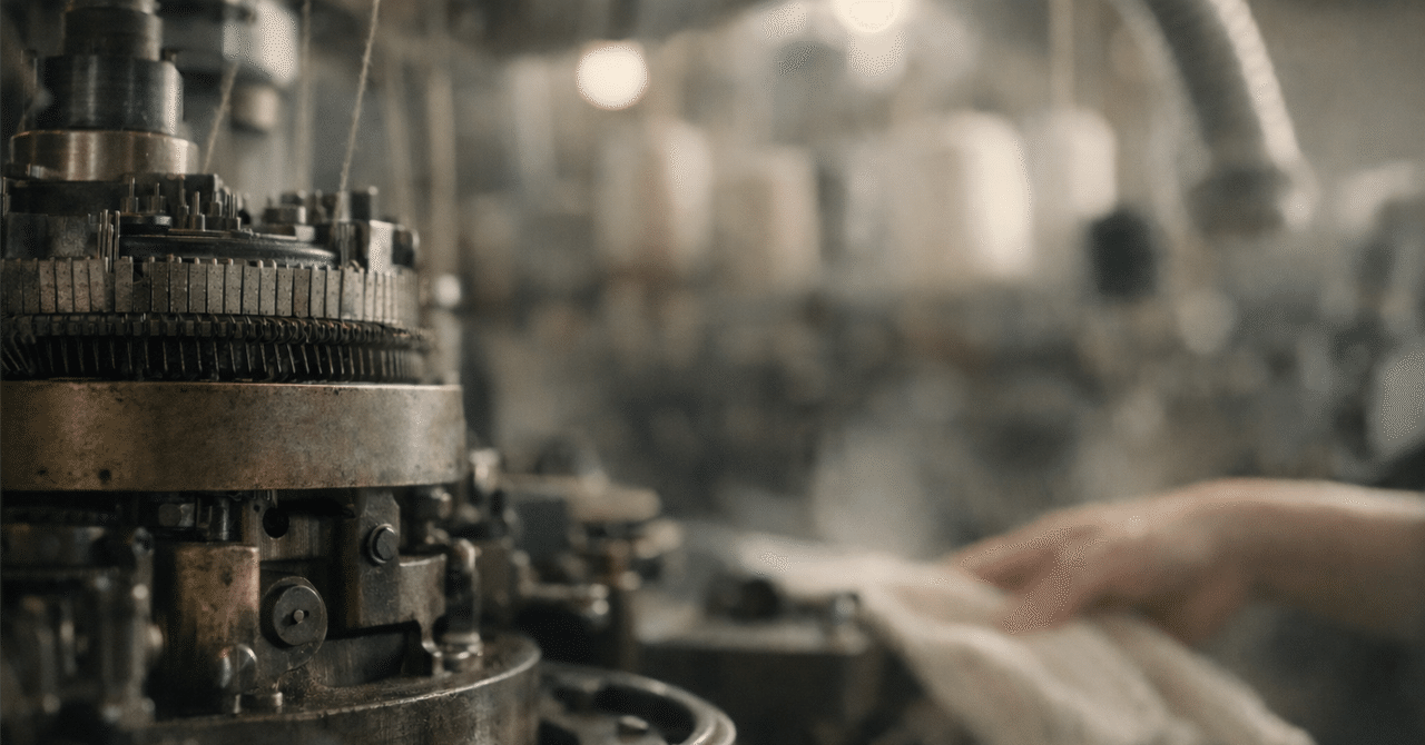 日本でも限られた場所にしかない編み機で、ezuの靴下はつくられています｜岩野久美子_ezu｜手描きの絵図からうまれる いろいろなモノたち