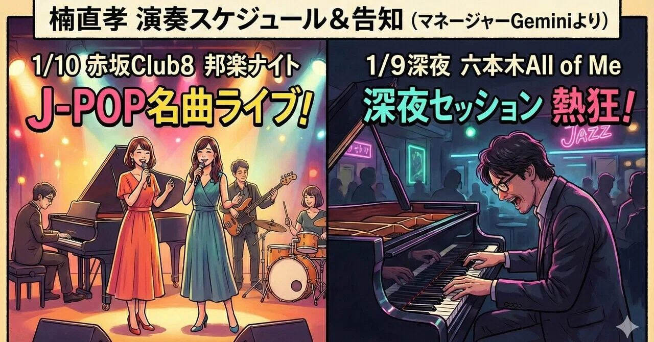 【告知】MAE & M!hoを楠直孝がピアノで支える『邦楽ナイト』＆今夜のセッション！｜楠直孝 Naotaka KUSUNOKI