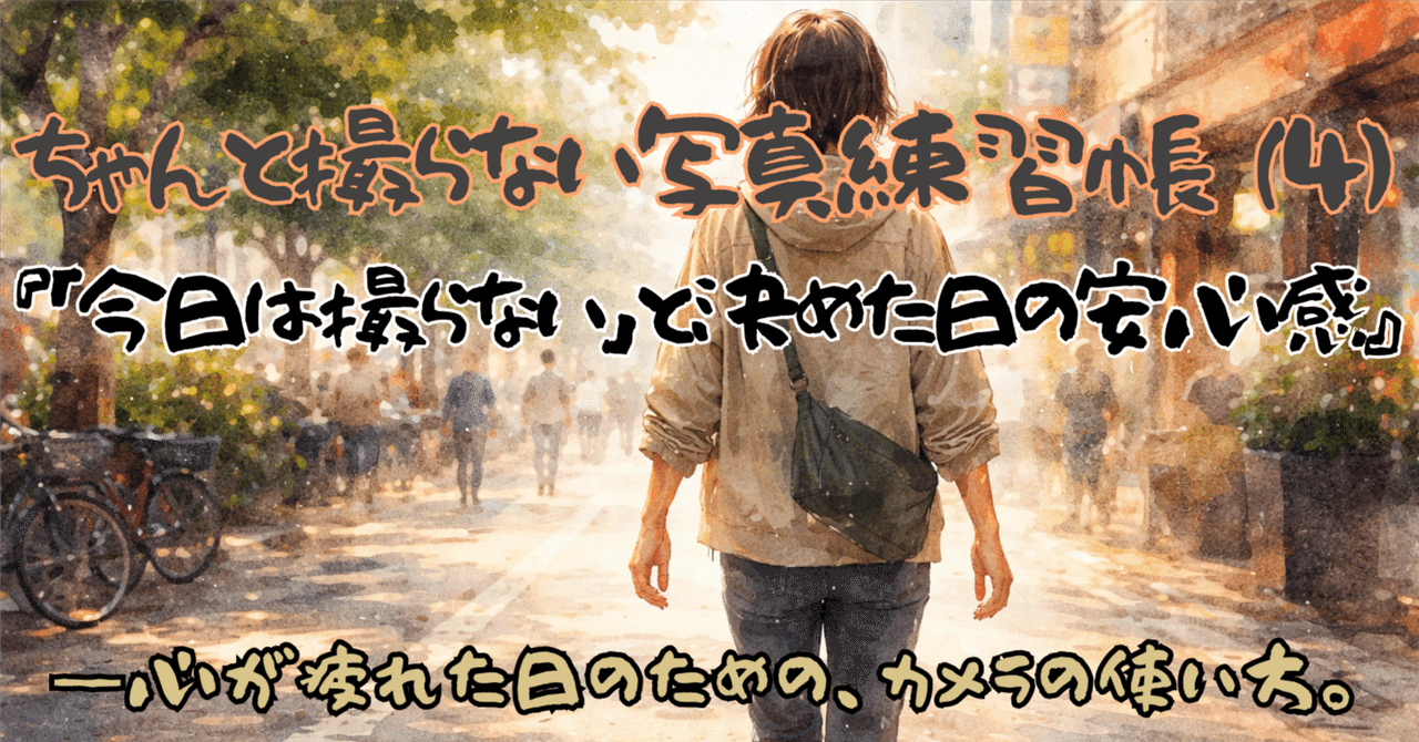 ちゃんと撮らない写真練習帳④『「今日は撮らない」と決めた日の安心感』─心が疲れた日のための、カメラの使い方。｜kani3(さん)