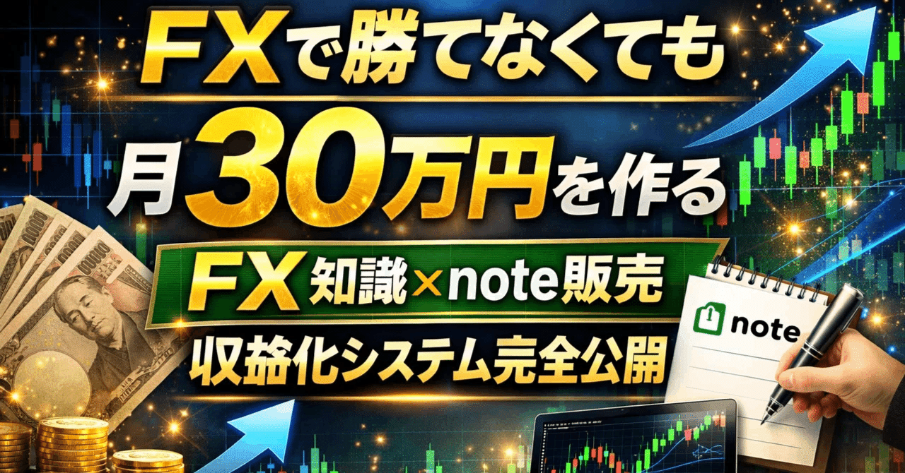 FXで勝てなくても月30万円を作る“FX知識×note販売”収益化システム完全公開｜atu＠FX