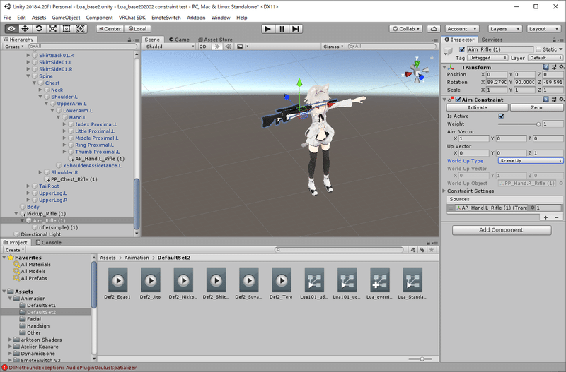 AIM Constraintによる銃の両手持ち覚書｜ボチャマー