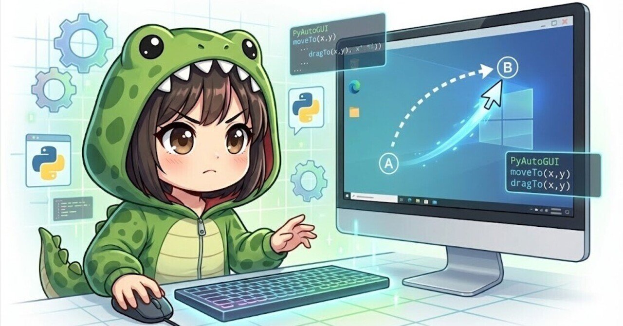 【Python】PyAutoGUIでマウスの移動とドラッグ操作を自在に操る自動化手法｜morinokabu