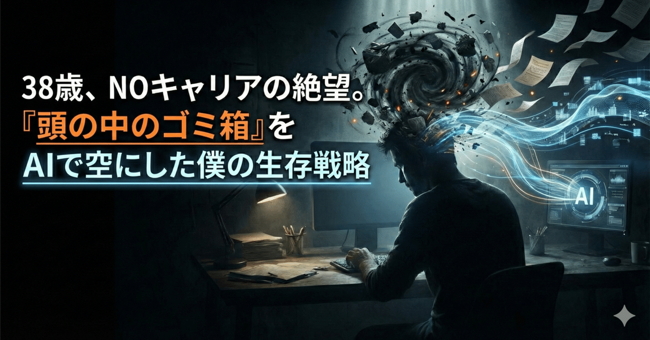 38歳、NOキャリアの絶望。「頭の中のゴミ箱」をAIで空にした僕の生存戦略｜たかし＠38歳のNOキャリア生存マン