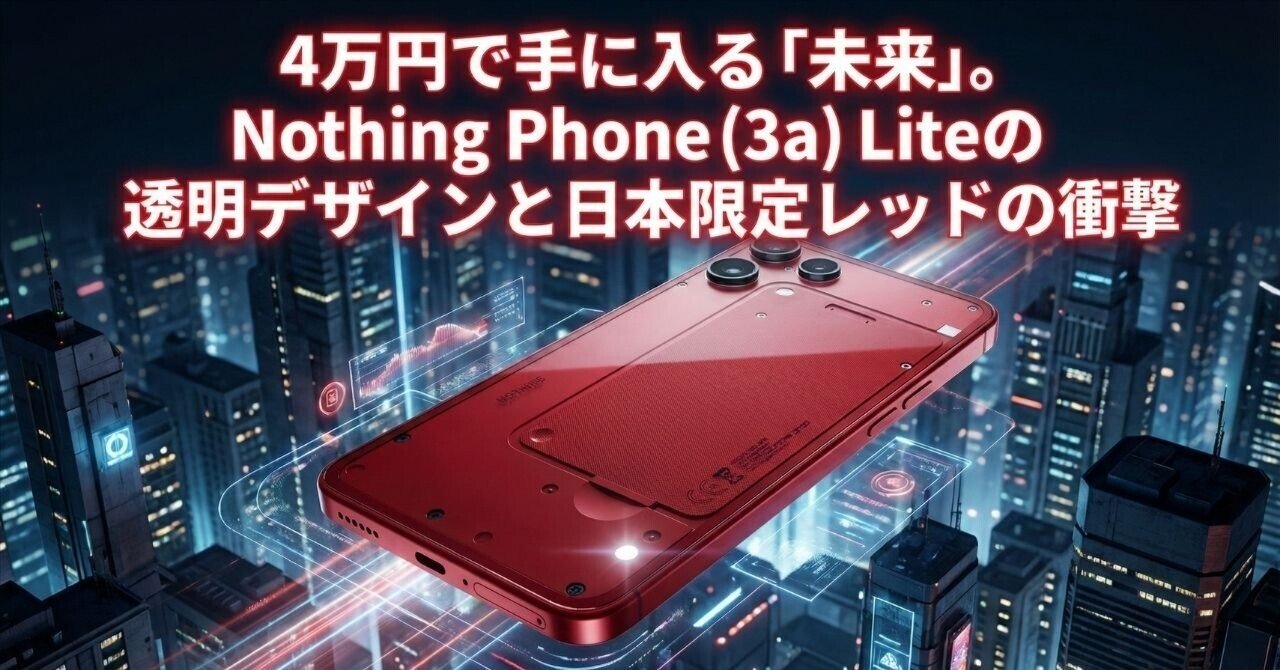 4万円で手に入る「未来」。Nothing Phone (3a) Liteの透明デザインと日本限定レッドの衝撃｜y-kishioka
