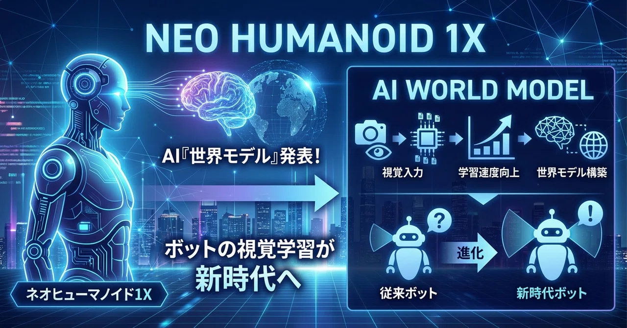 ネオヒューマノイド1XがAI「世界モデル」発表！ボットの視覚学習が新時代へ｜AIソリューションオフィス