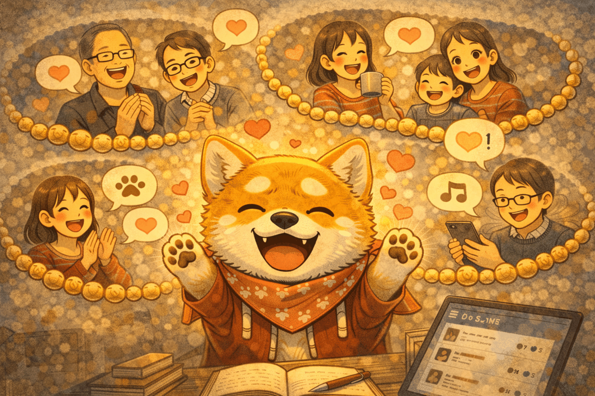 【柴犬アンの制作日記】 柴犬流note数珠つなぎ作戦や（note海を泳ぐ）｜柴犬あん