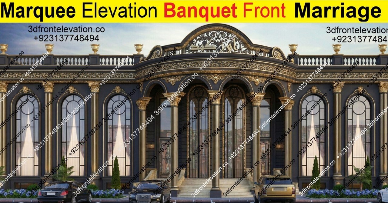 Marquee Elevation , Banquet Hall Front Design, Marriage Hall Exterior ...