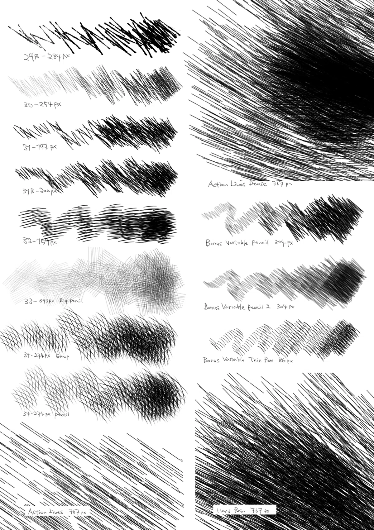 Fresco ブラシ見本 Crosshatch / Letters ｜きゅへいらん