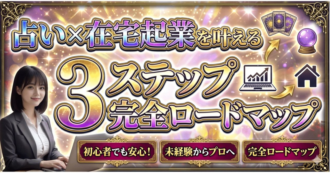 【初心者向け】【35000文字以上】占い×在宅起業を叶える3ステップ完全ロードマップ｜SAKURA@AIで副業！