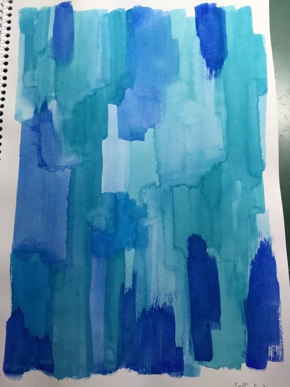 青い抽象画。水彩。｜田畑ゆみ（タニユミ）