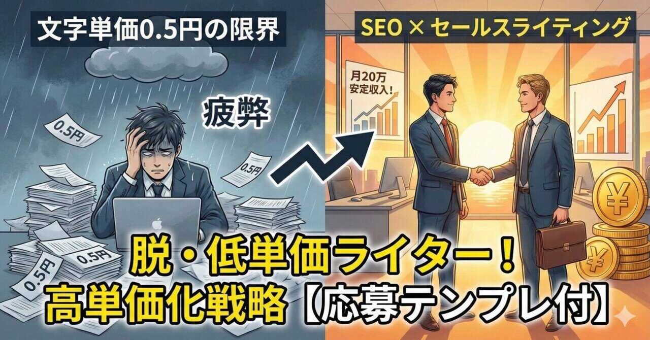 【脱・文字単価0.5円】Webライターで「月20万」を安定して稼ぐための高単価化戦略【応募テンプレート付】｜ゼロから副業ナビ