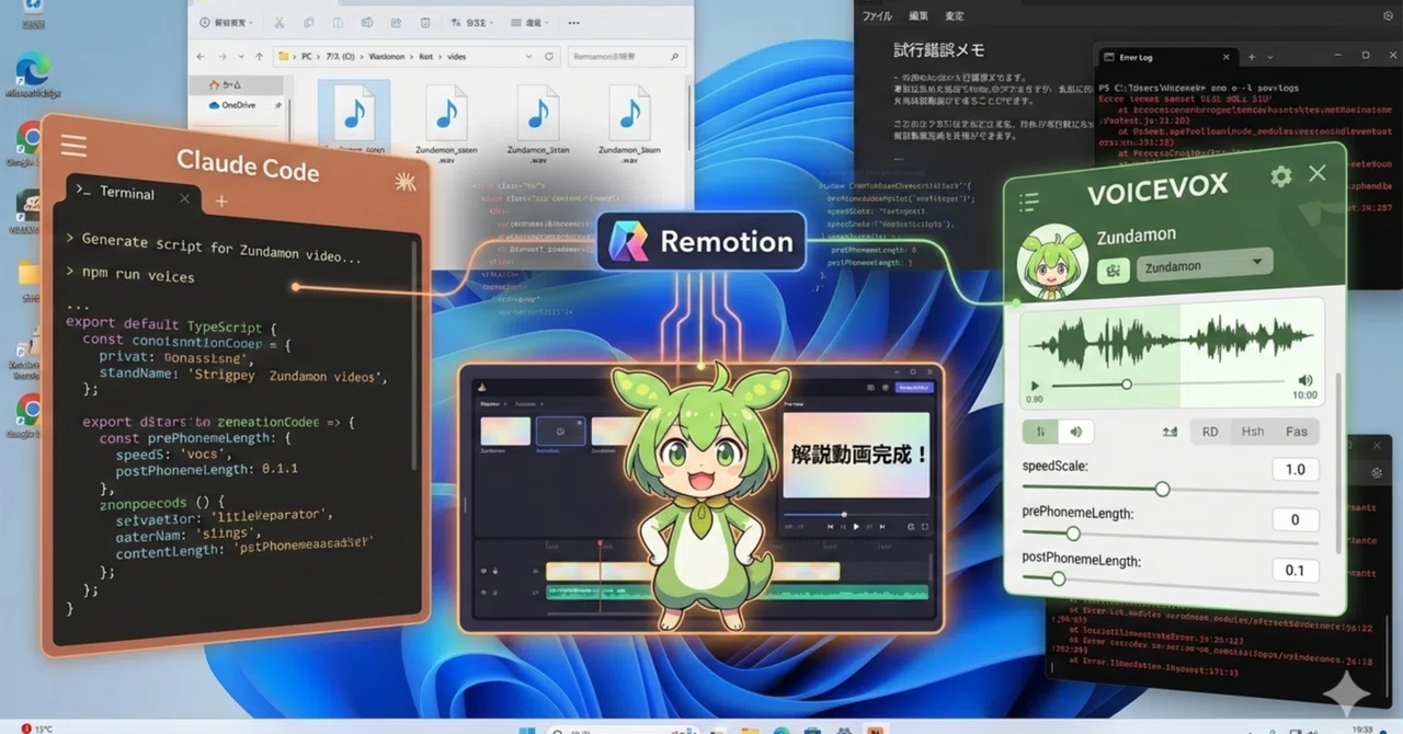 Claude Code × Remotion × VOICEVOXでずんだもん解説動画を作った話｜shogaku