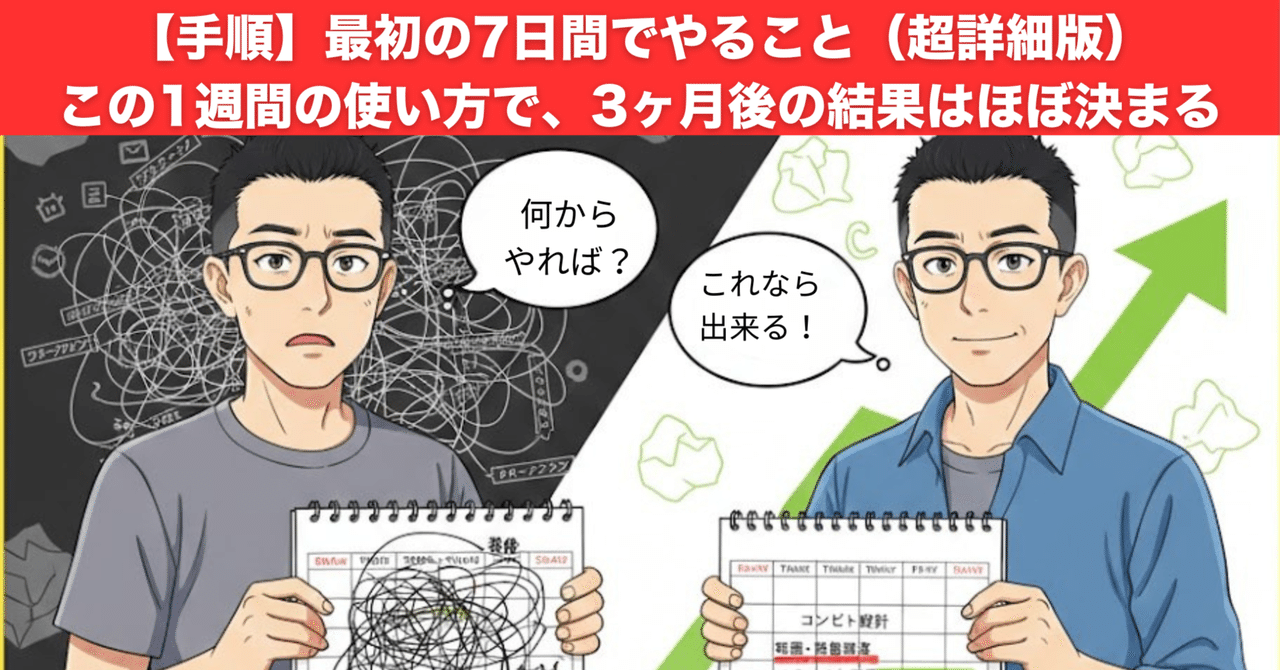 【手順】最初の7日間でやること（超詳細版）｜アラフィフ哲也｜SNS副業