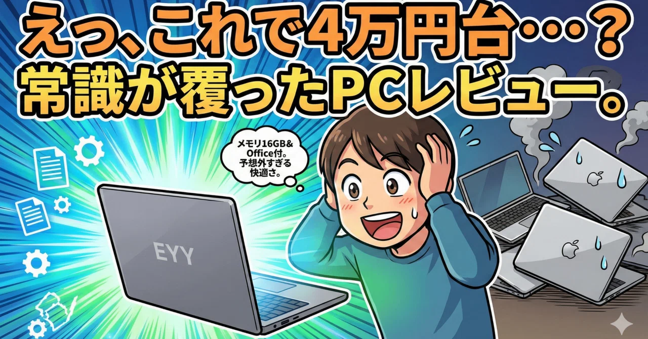 【実機レビュー】4万円台でOffice付き？謎のPC「EYY」を買ってみたら、常識が覆った話。【メモリ16GB】｜工藤ことは🌸ガジェット研究所