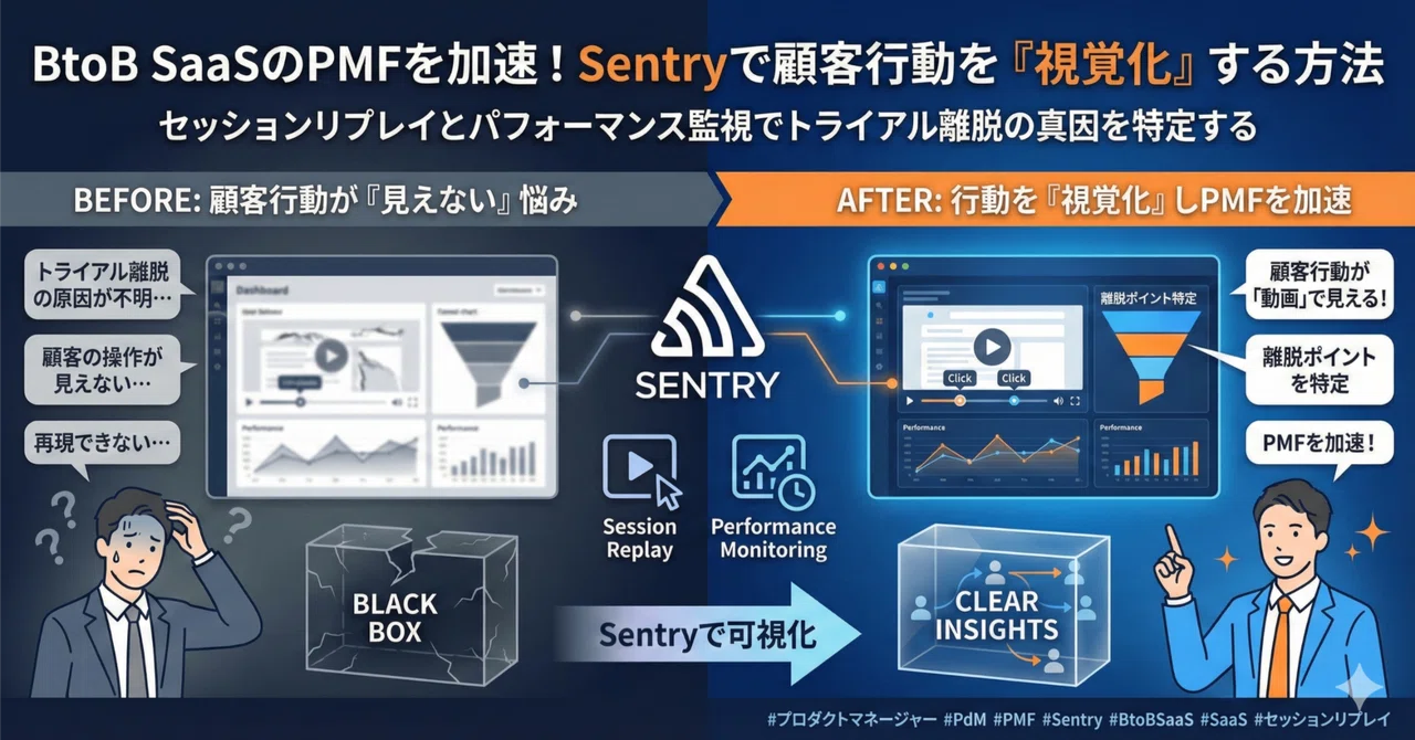 Sentryで実現するPMFフェーズのユーザー理解｜BtoB SaaS向けセッションリプレイとパフォーマンス計測の活用｜nobu_pdm