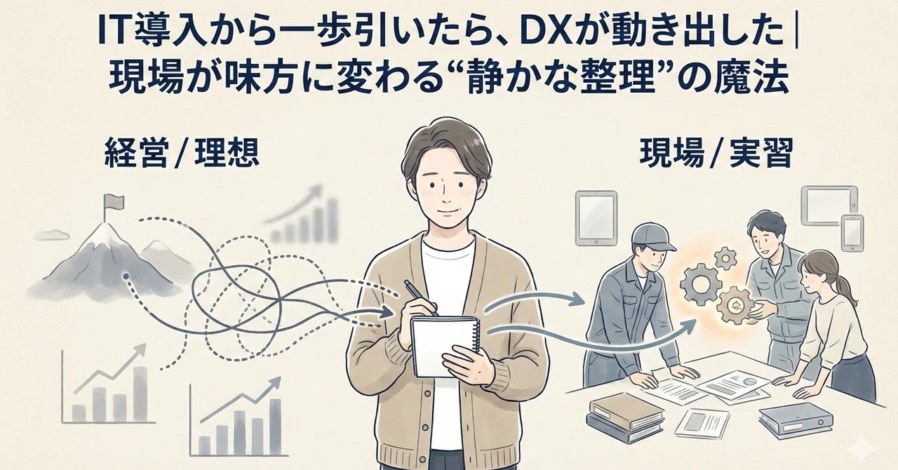 IT導入から一歩引いたら、DXが動き出した｜現場が味方に変わる“静かな整理”の魔法｜ 中尾涼太｜現場を救うDXの「翻訳者」