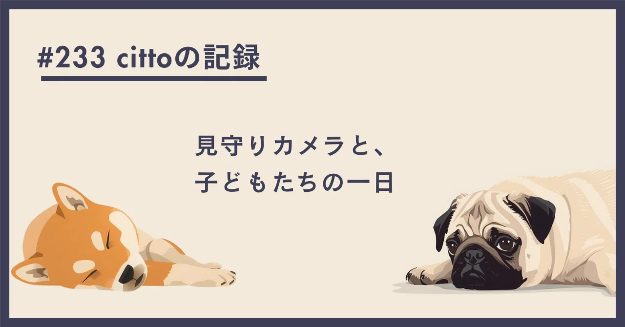 #233 | cittoの記録 | 見守りカメラと、子どもたちの一日｜citto