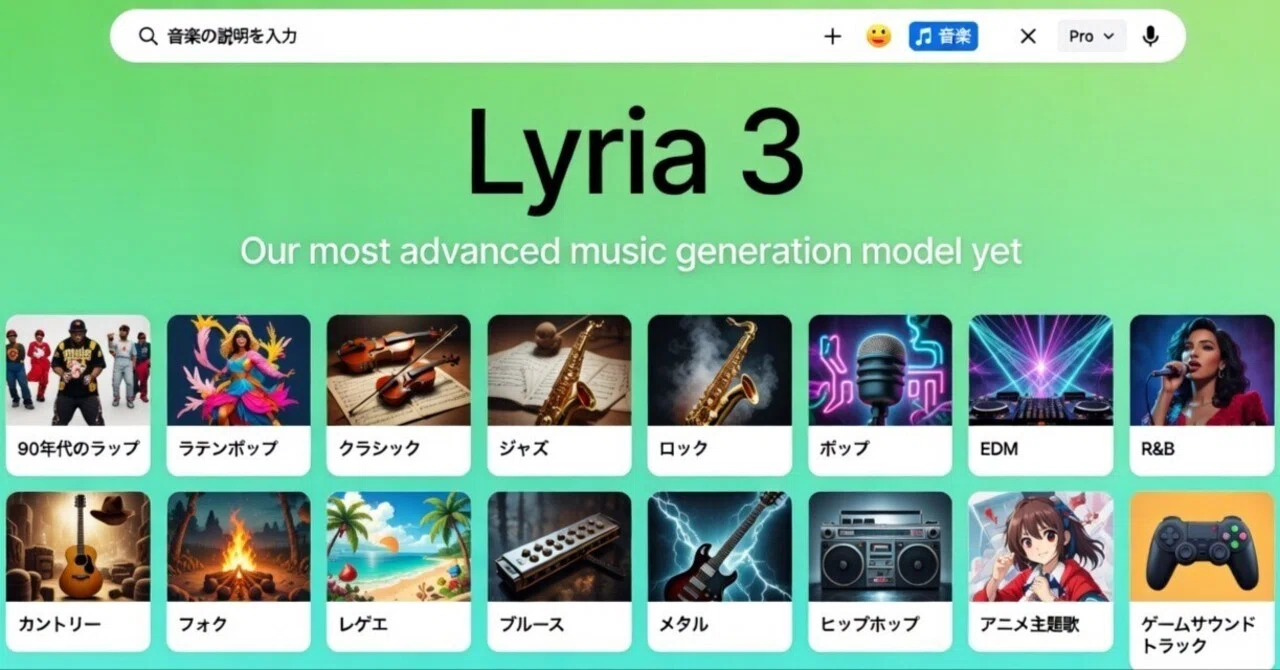 Geminiに新搭載！音楽生成AI「Lyria 3」徹底ガイド｜うれしょん