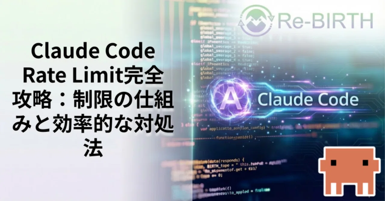 Claude Code Rate Limit完全攻略：制限の仕組みと効率的な対処法｜Re-BIRTH株式会社
