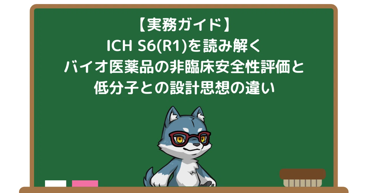 【実務ガイド】ICH S6(R1)を読み解く：バイオ医薬品の非臨床安全性評価と低分子との設計思想の違い｜Pharma Insight Lab
