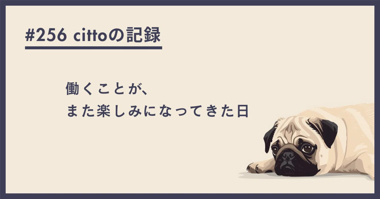 #256 | cittoの記録 | 働くことが、また楽しみになってきた日｜citto