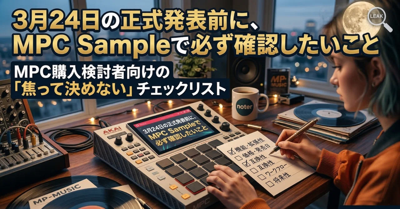 "MPC Sample" 3月24日の正式発表前に必ず確認したいこと｜伝思音学